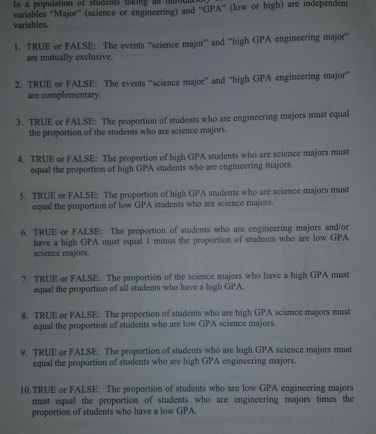 Solved In a population of students taking an intro stats | Chegg.com