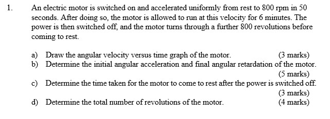 Solved An electric motor is switched on and accelerated | Chegg.com