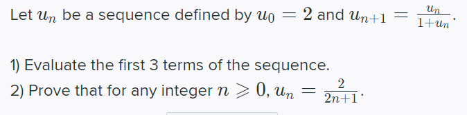 Solved Let un be a sequence defined by u0=2 and un+1=1+unun. | Chegg.com