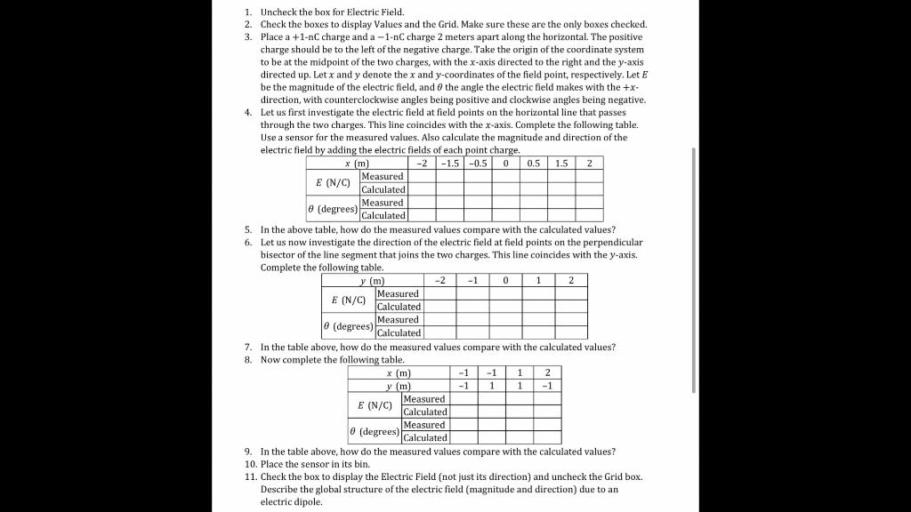 we use the PhET’s simulation Charges and Fields to | Chegg.com