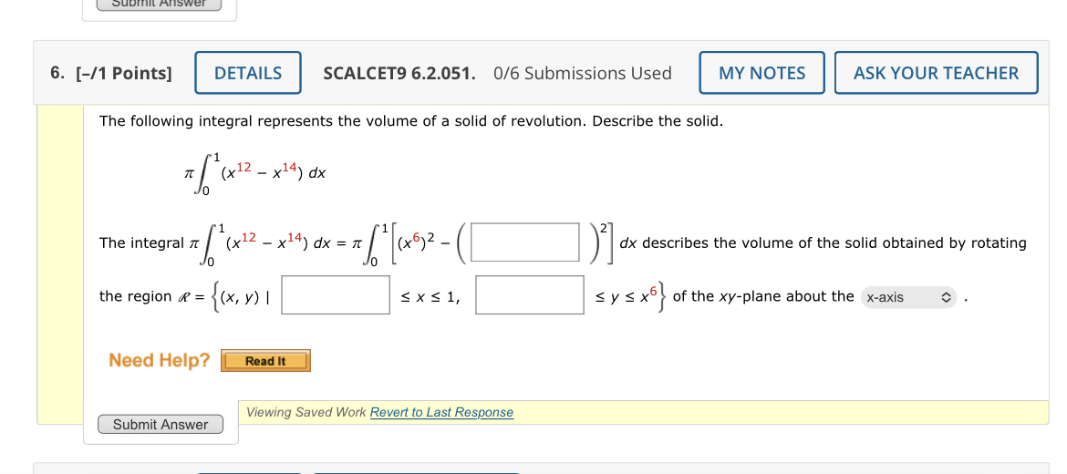 Solved The following integral represents the volume of a | Chegg.com