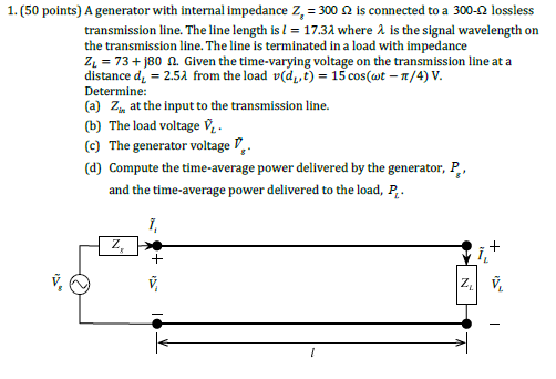 Solved 1. (50 points) A generator with internal impedance 2 | Chegg.com