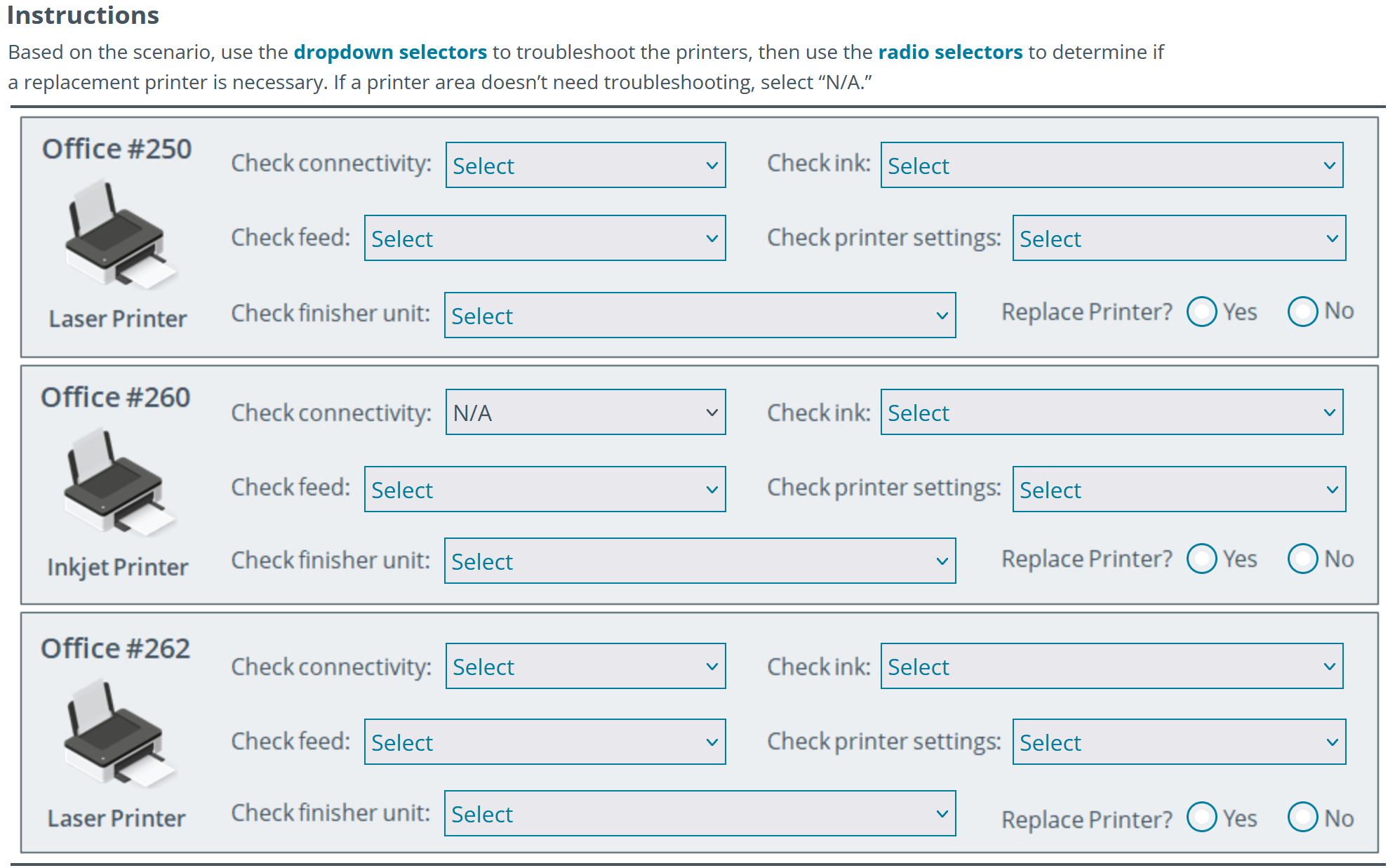 Solved Check connectivity dropdown:print a test pagereplace | Chegg.com