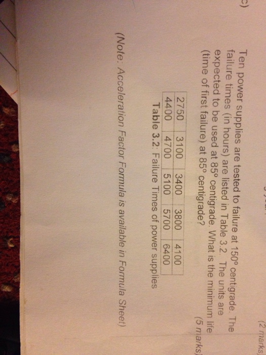 Solved Ten Power Supplies Are Tested To Failure At 150 Chegg