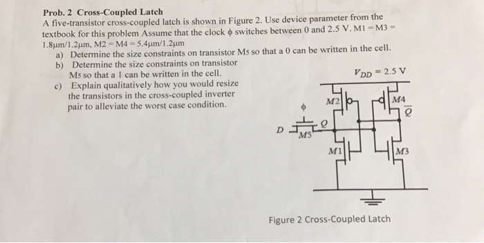 Solved Prob. 2 Cross-Coupled Latch five-transistor | Chegg.com