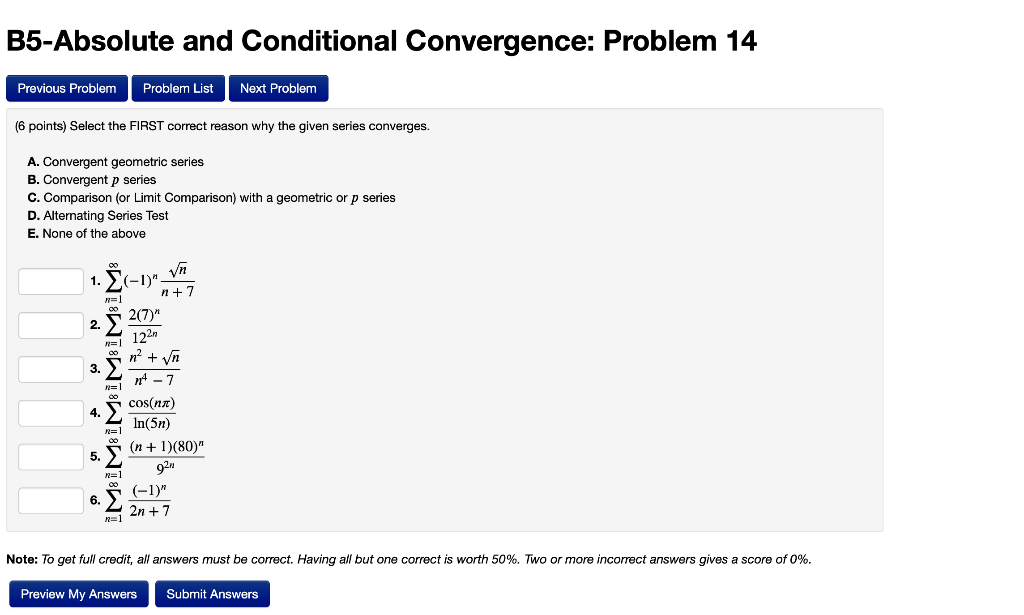 Solved B5-Absolute and Conditional Convergence: Problem 14 | Chegg.com