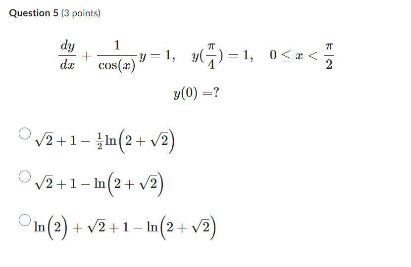 Solved Question 5 (3 points) | Chegg.com