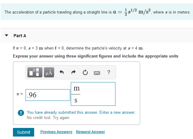 Solved The acceleration of a particle traveling along a | Chegg.com