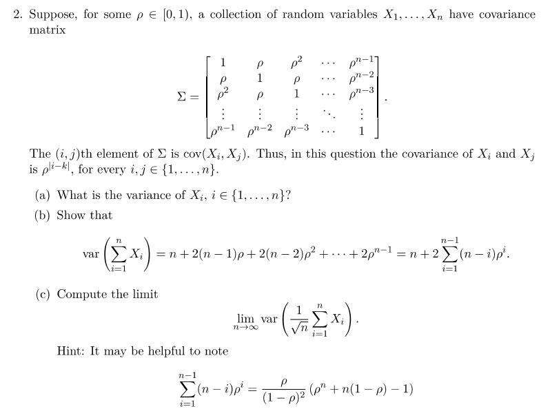2. Suppose, for some ρ∈[0,1), a collection of random | Chegg.com