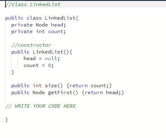 Solved MAKE SURE TO DO THIS IN JAVA. For the LinkedList | Chegg.com