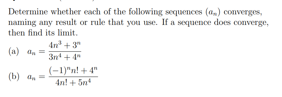 Solved Determine whether each of ﻿the following sequences | Chegg.com