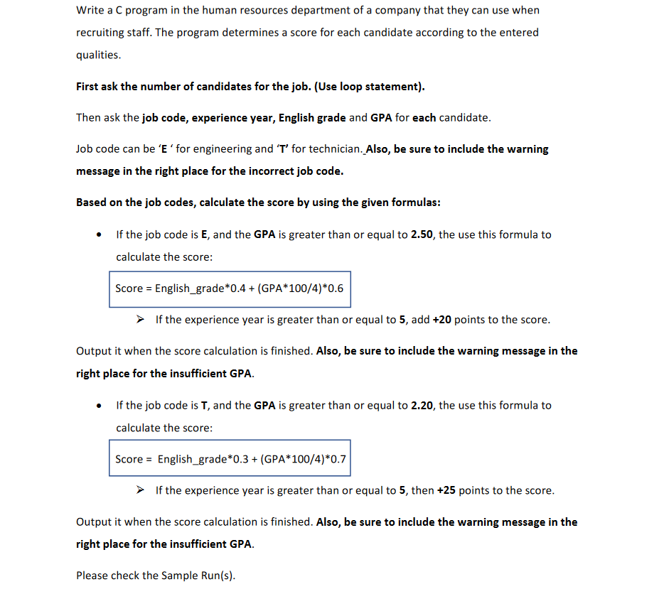 Solved Write a C program in the human resources department | Chegg.com