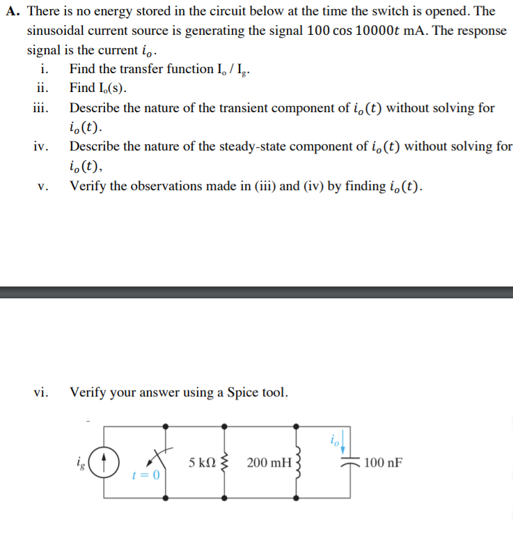 Solved A. There is no energy stored in the circuit below at | Chegg.com