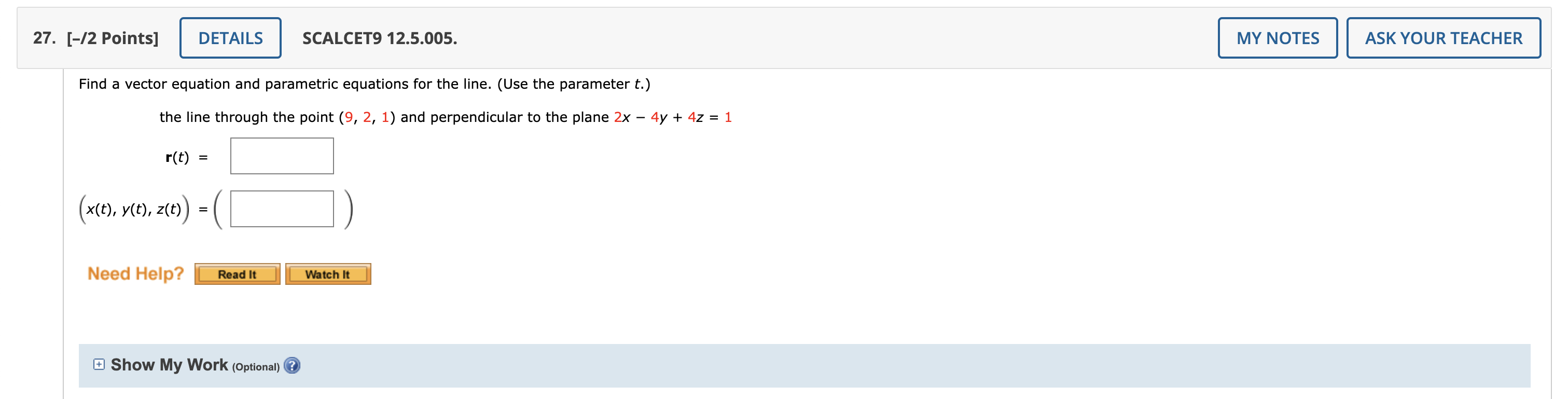 Solved [-/2 Points] SCALCET9 12.5.005. Find a vector | Chegg.com