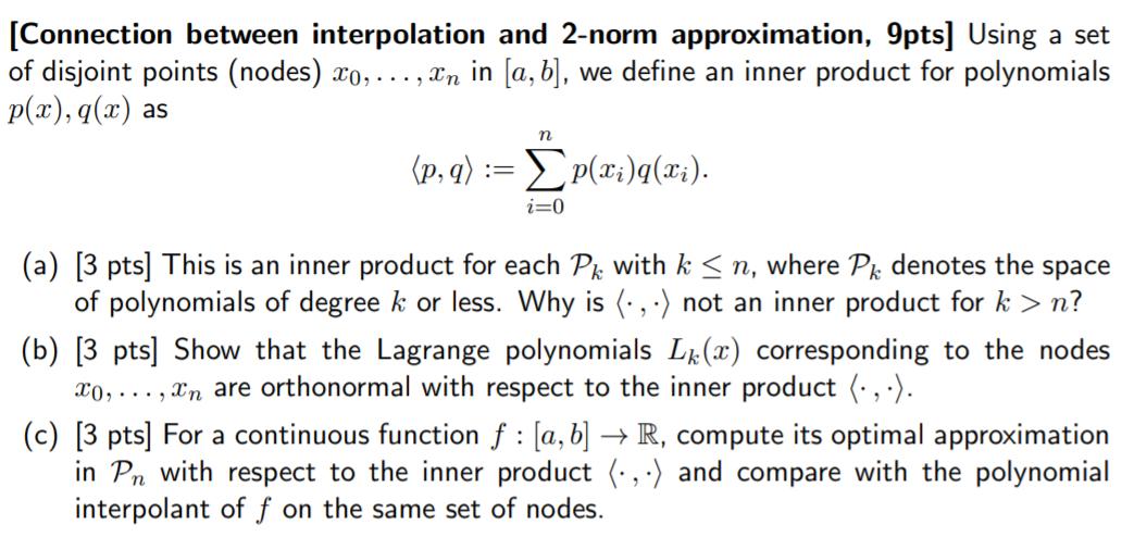 Solved [Connection between interpolation and 2-norm | Chegg.com
