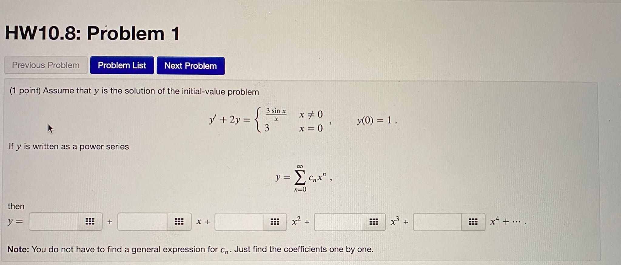Solved HW10.8: Problem 1 Previous Problem Problem List Next | Chegg.com
