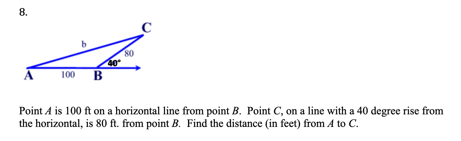 Solved Point A ﻿is 100ft ﻿on a horizontal line from point B. | Chegg.com
