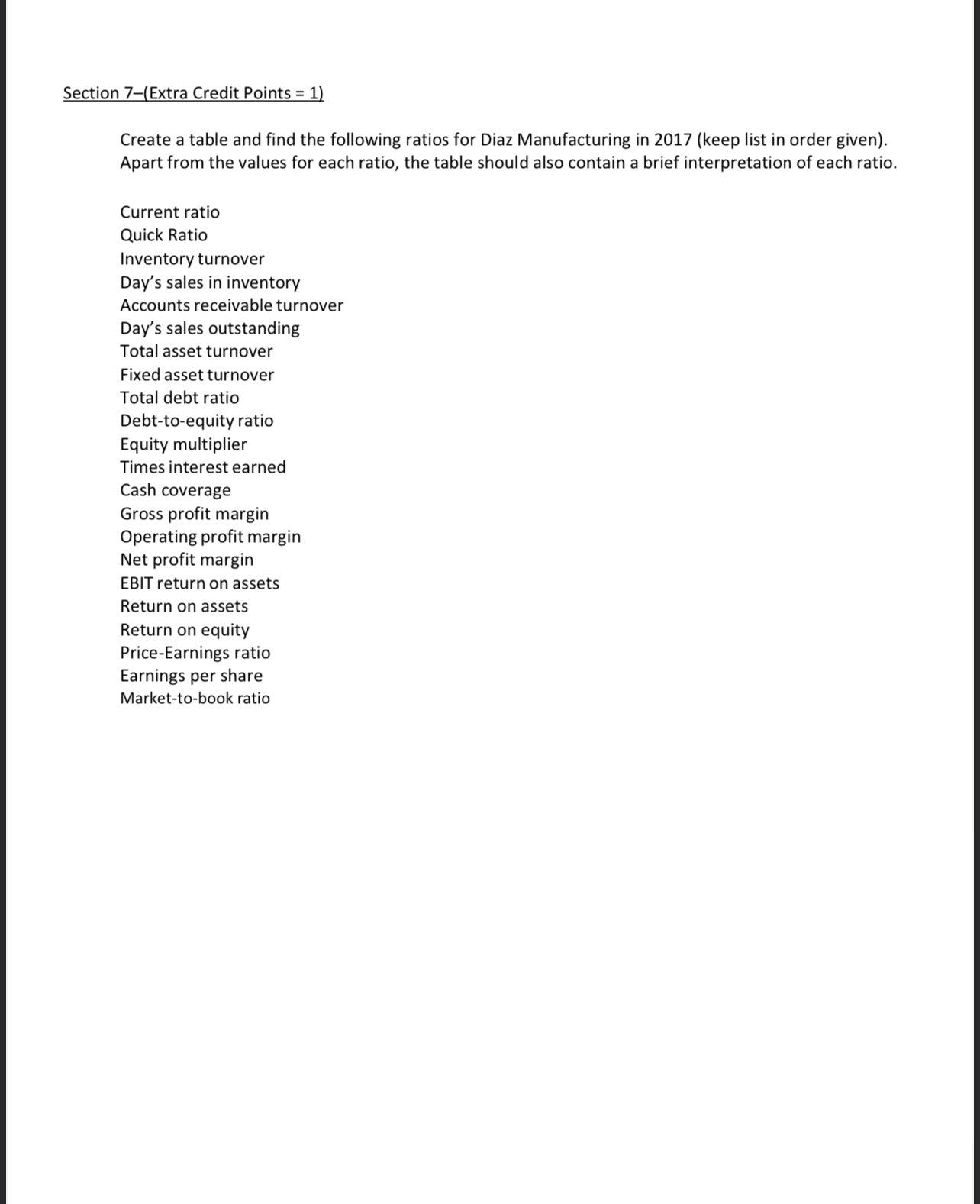 Extra Credit Assignment (Total Extra Credit Points | Chegg.com