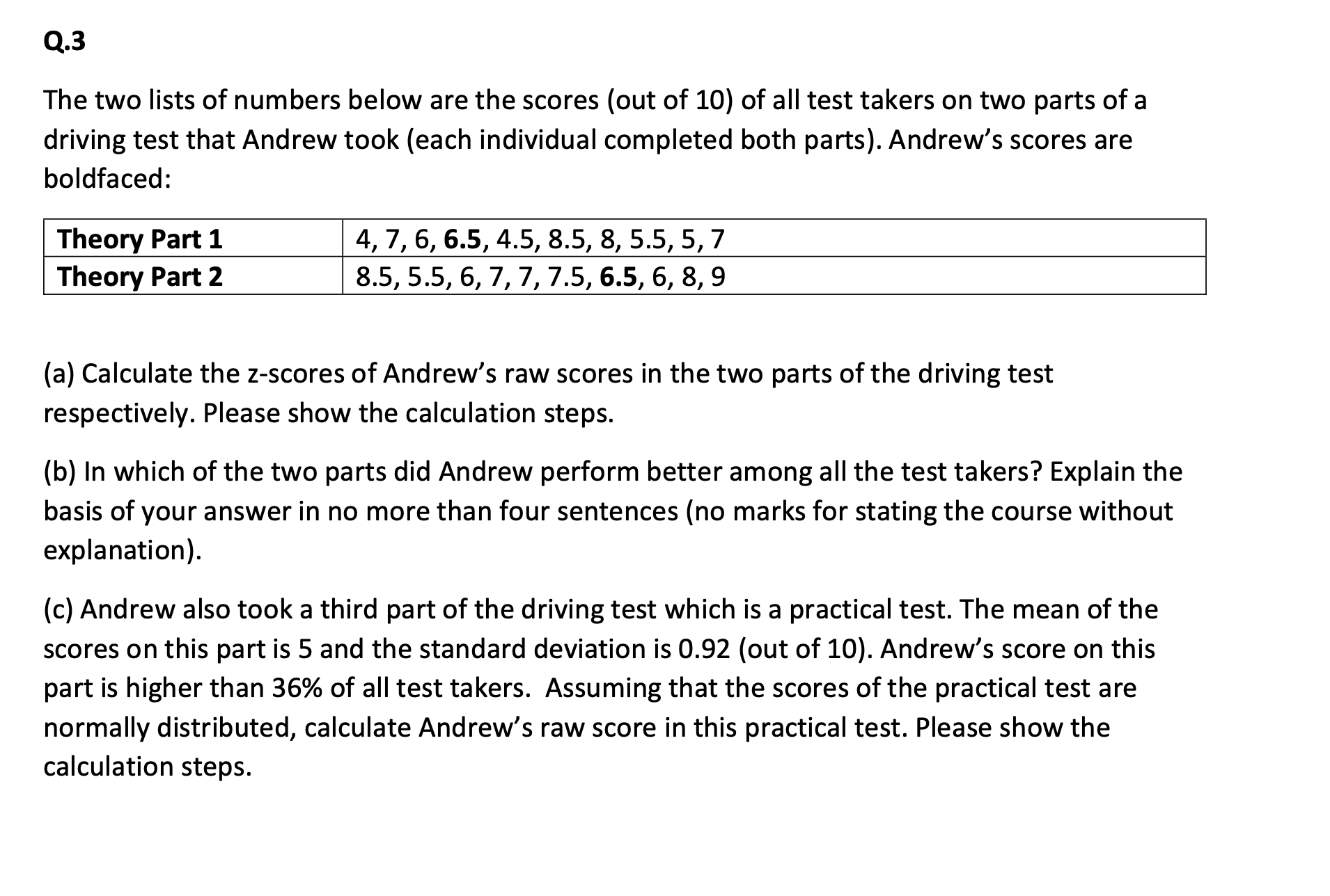 Solved The two lists of numbers below are the scores (out of | Chegg.com