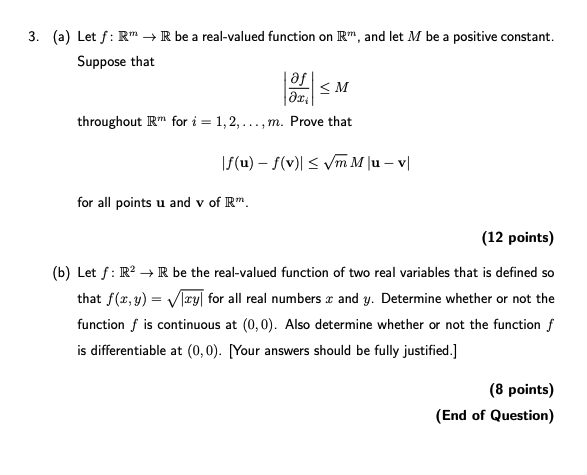 Solved (a) Let f:Rm→R be a real-valued function on Rm, and | Chegg.com