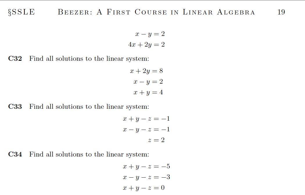 Solved SSSLE BEEZER: A FIRST COURSE IN LINEAR ALGEBRA 19 x - | Chegg.com