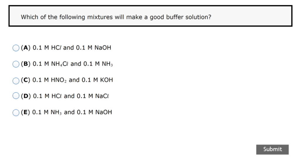 Solved Which of the following mixtures will make a good | Chegg.com