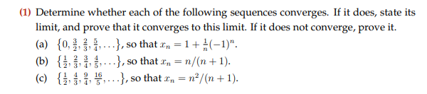 Solved (1) Determine whether each of the following sequences | Chegg.com