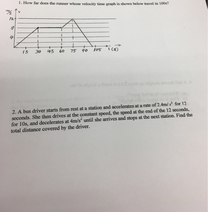 Solved 1. How far does the runner whose velocity time graph | Chegg.com