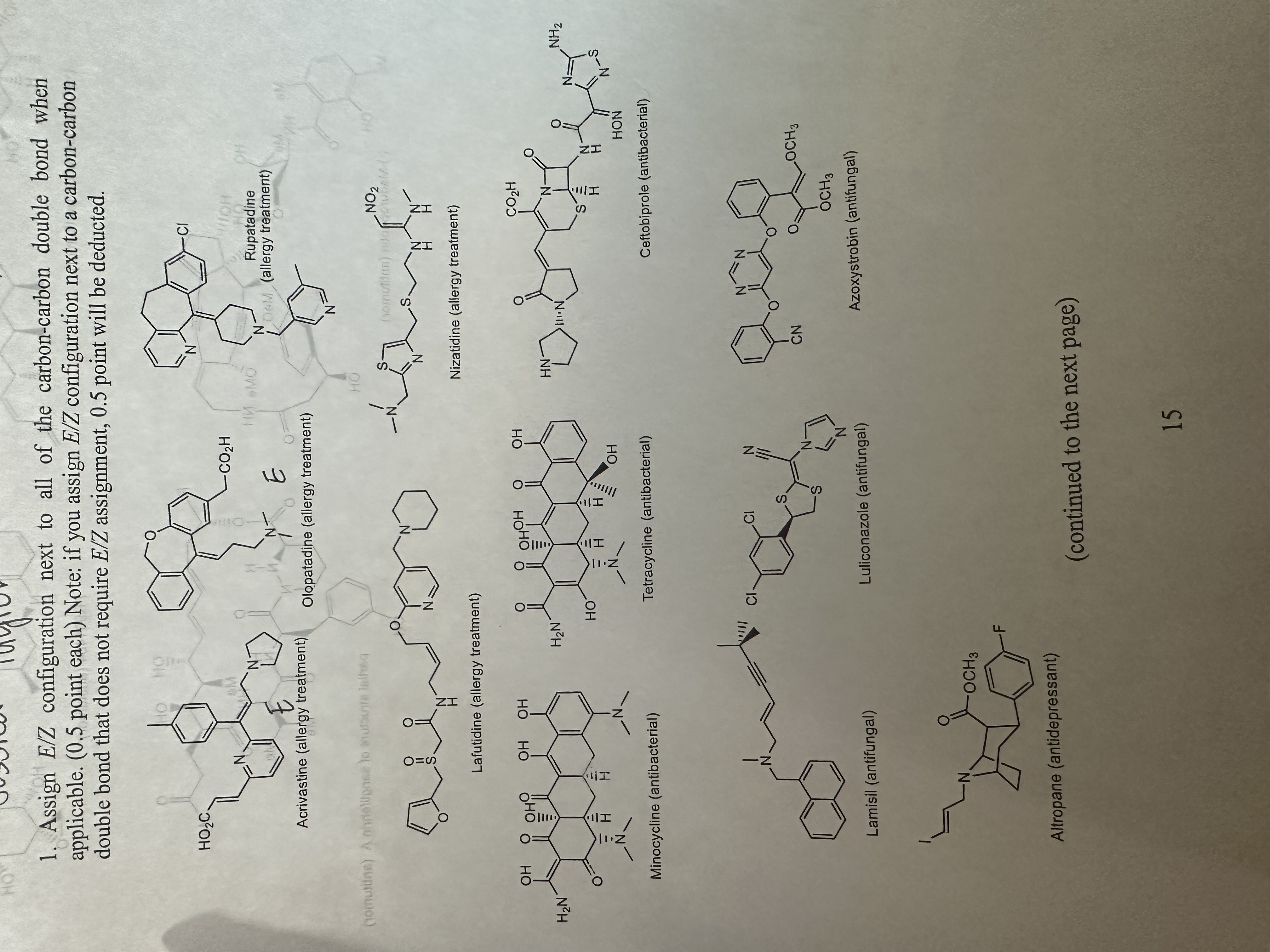 Solved 1. Assign E/Z configuration next to all of the | Chegg.com