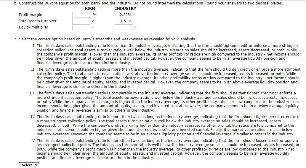 Solved Data for Barry Computer Co. and its industry averages | Chegg.com
