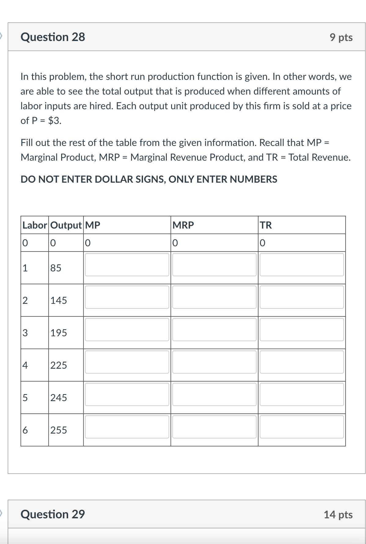 Solved In this problem, the short run production function is | Chegg.com