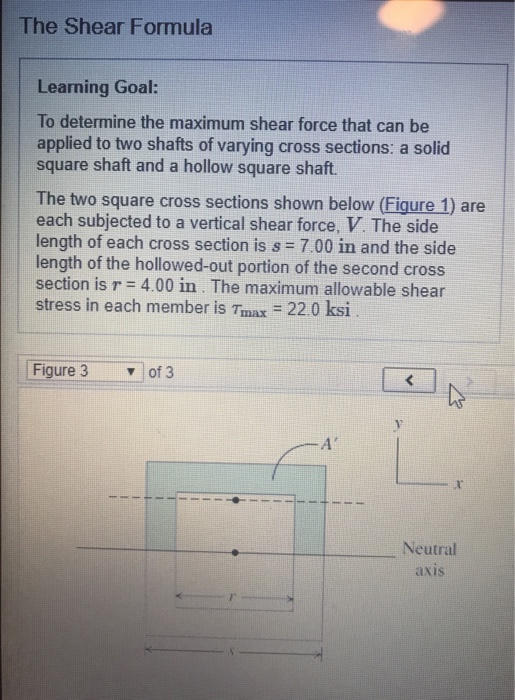 Solved The Shear Formula Learning Goal: To determine the | Chegg.com