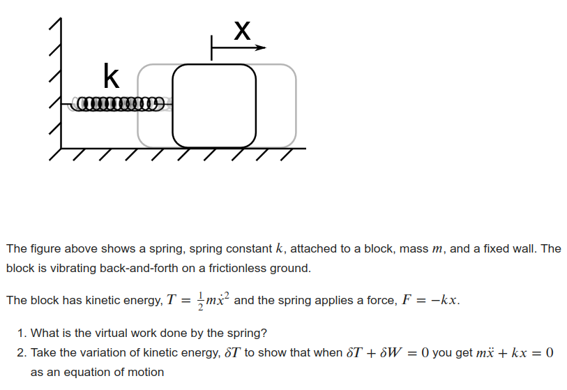 Solved x k The figure above shows a spring, spring constant | Chegg.com