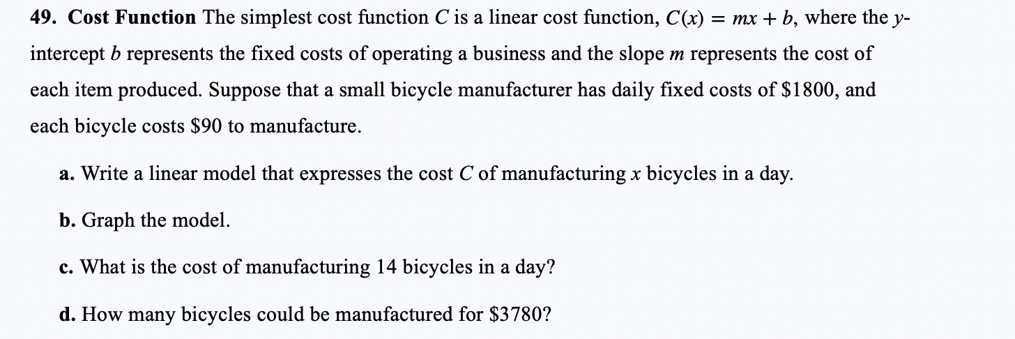 Solved 49 Cost Function The Simplest Cost Function C Is A