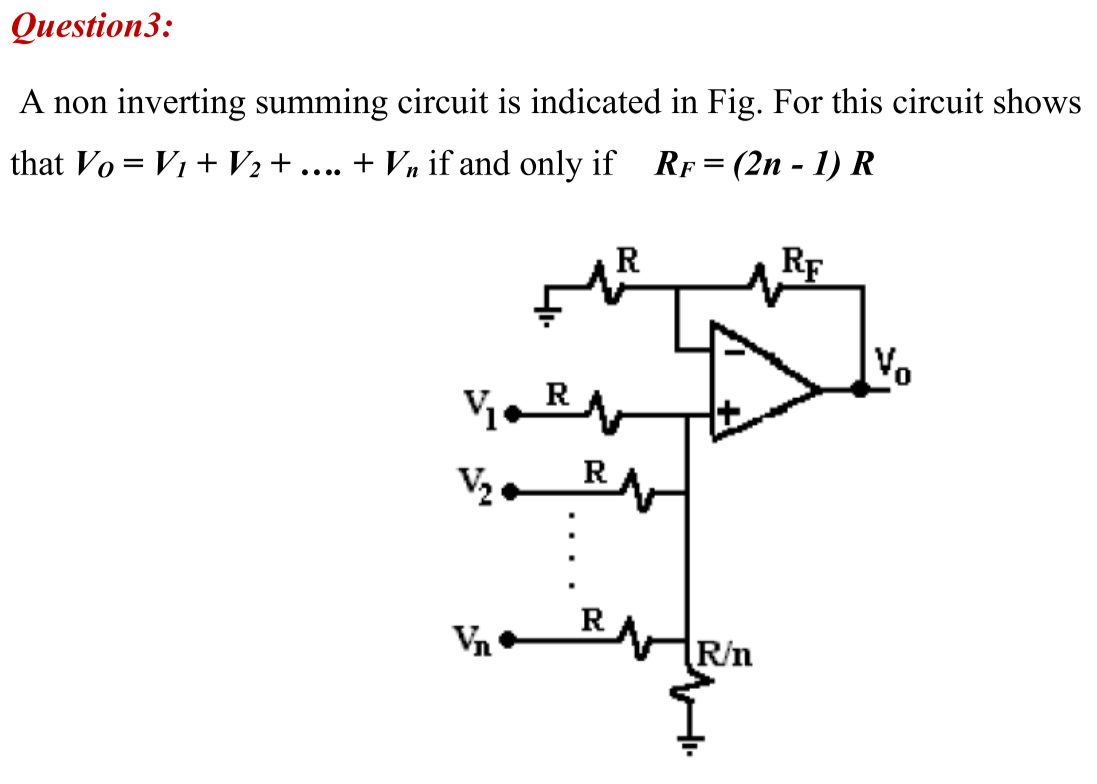 Solved A non inverting summing circuit is indicated in Fig. | Chegg.com