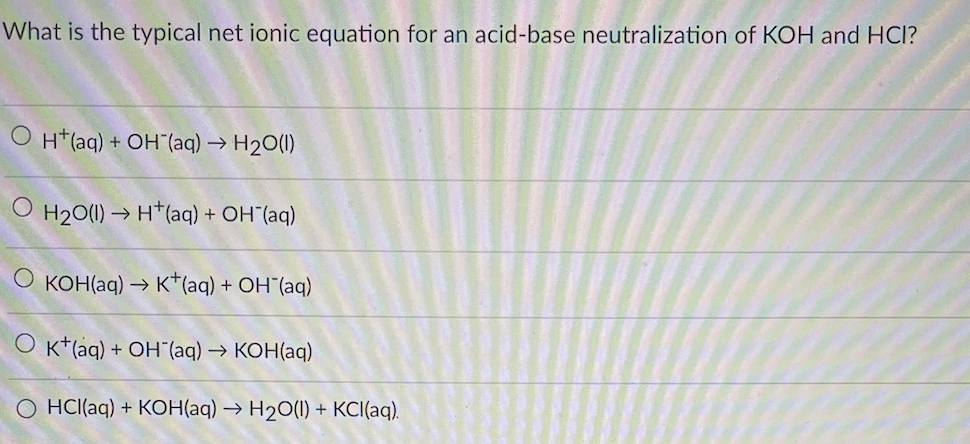 Solved What is the typical net ionic equation for an | Chegg.com