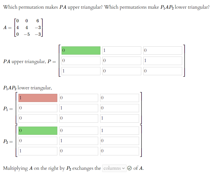 Solved Which permutation makes PA upper triangular? Which | Chegg.com