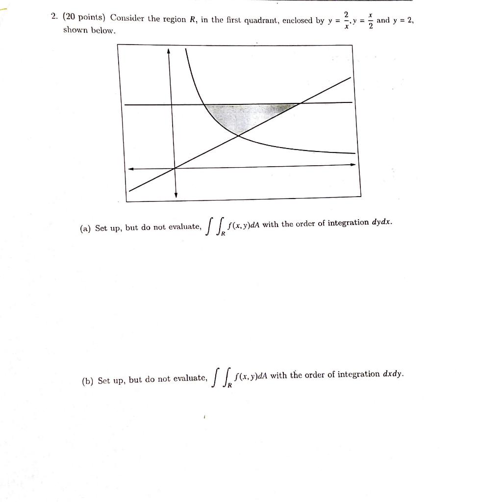 Solved 2. (20 points) Consider the region R, in the first | Chegg.com