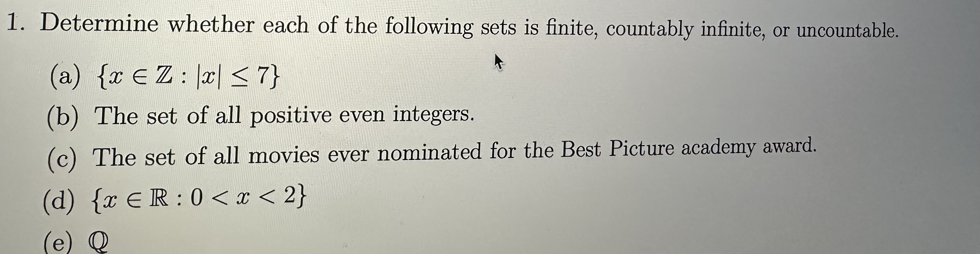 Solved Determine whether each of the following sets is | Chegg.com