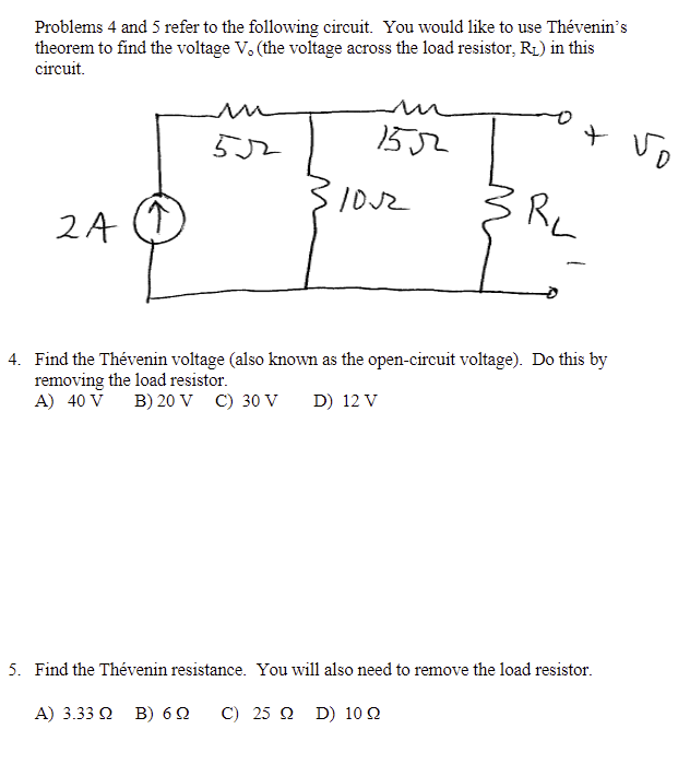 Solved Problems 4 and 5 refer to the following circuit. You | Chegg.com