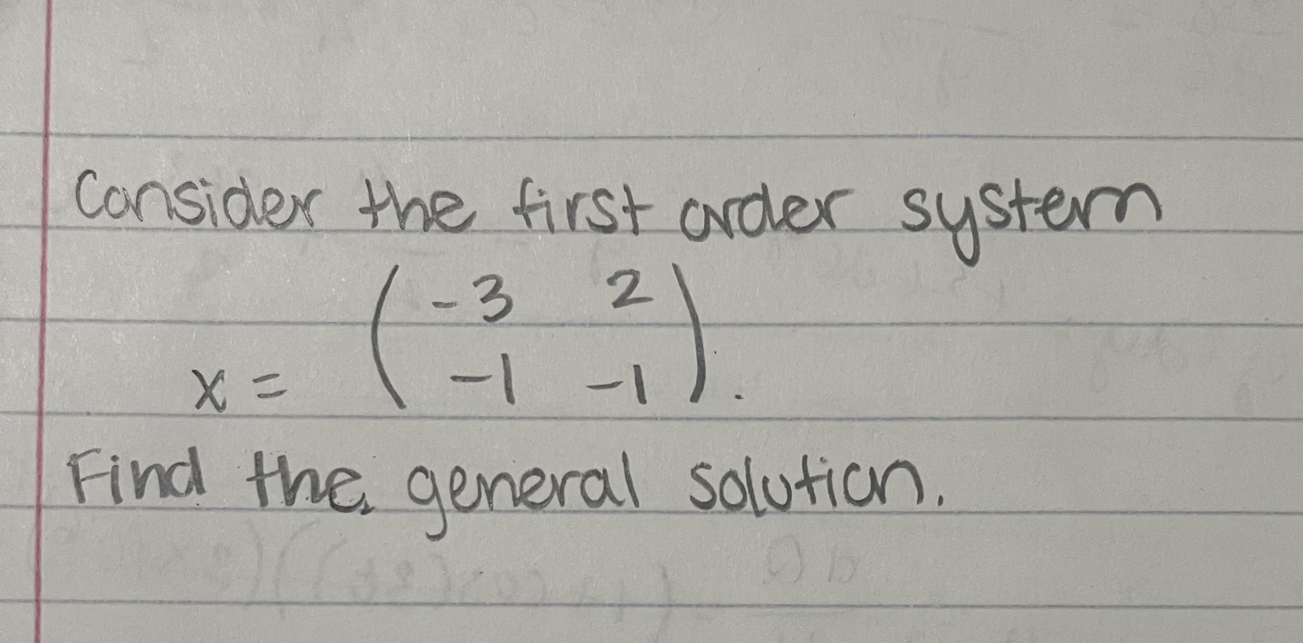 Solved Consider the first order systern x=(−3−12−1). Find | Chegg.com