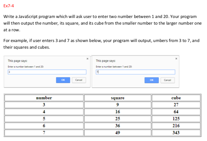 Solved Ex7-4 Write a JavaScript program which will ask user | Chegg.com