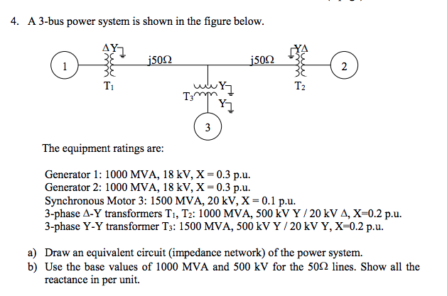 Solved 4. A 3-bus power system is shown in the figure below | Chegg.com