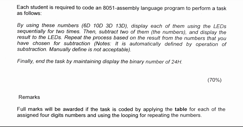 Each student is required to code an 8051-assembly | Chegg.com
