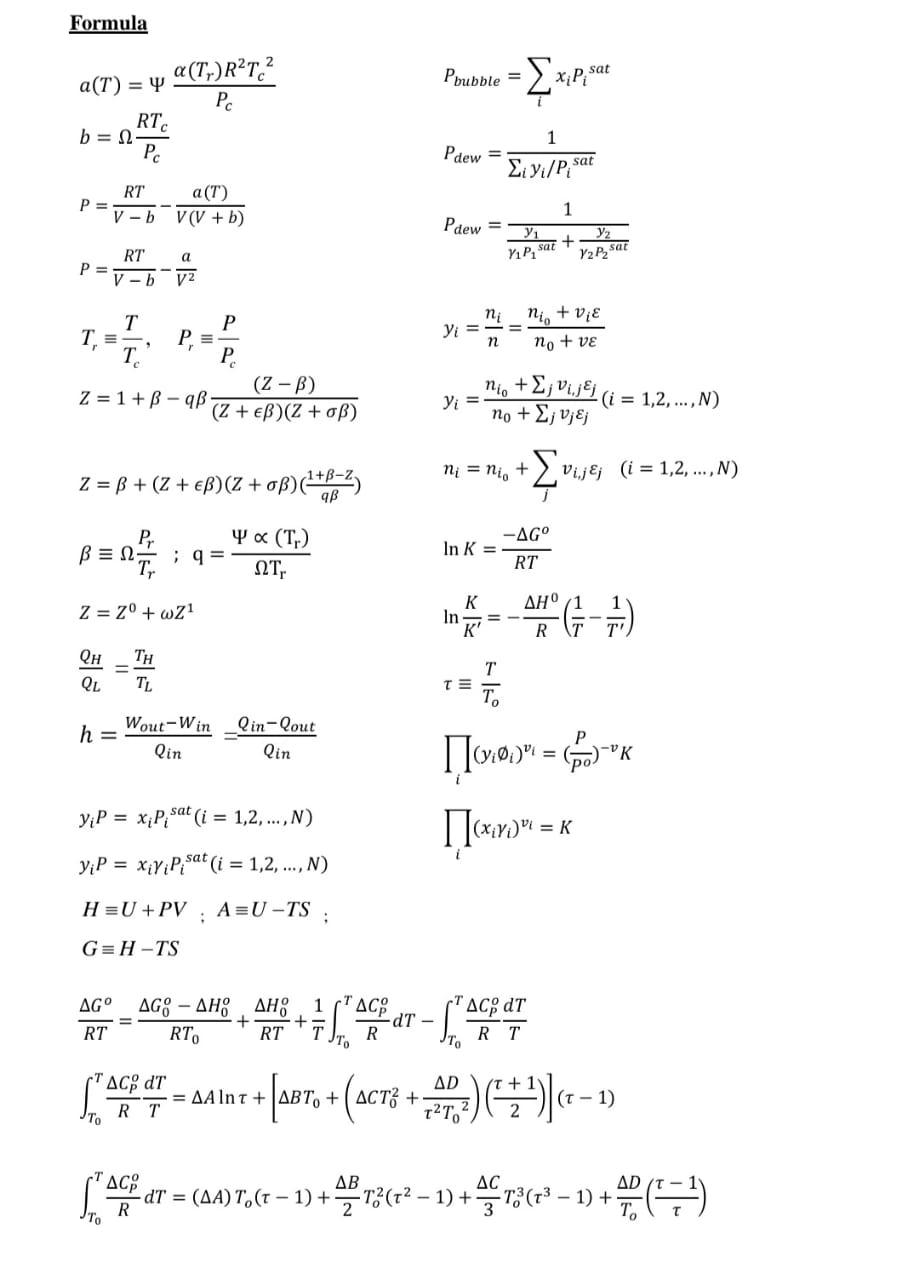 Solved formulas and property table is attached with the | Chegg.com