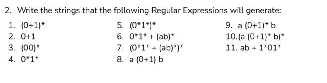 Solved Write the possible strings that the following Regular | Chegg.com