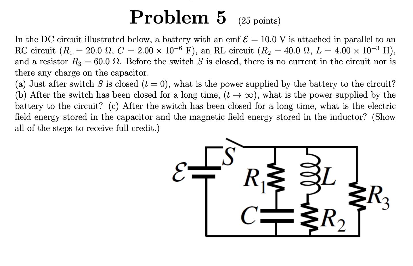 Solved Problem 5 (25 points) In the DC circuit illustrated | Chegg.com