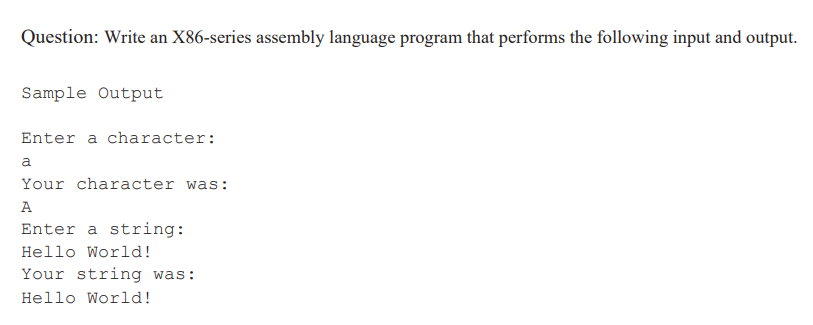 Solved Question: Write an X86-series assembly language | Chegg.com
