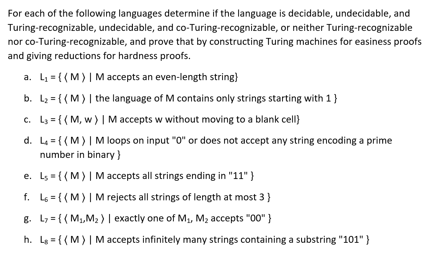 Solved For each of the following languages determine if the | Chegg.com