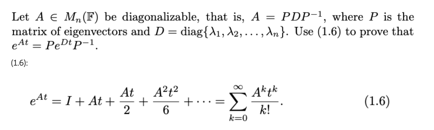 Solved Let AE M (F) be diagonalizable, that is, A = PDP-1, | Chegg.com
